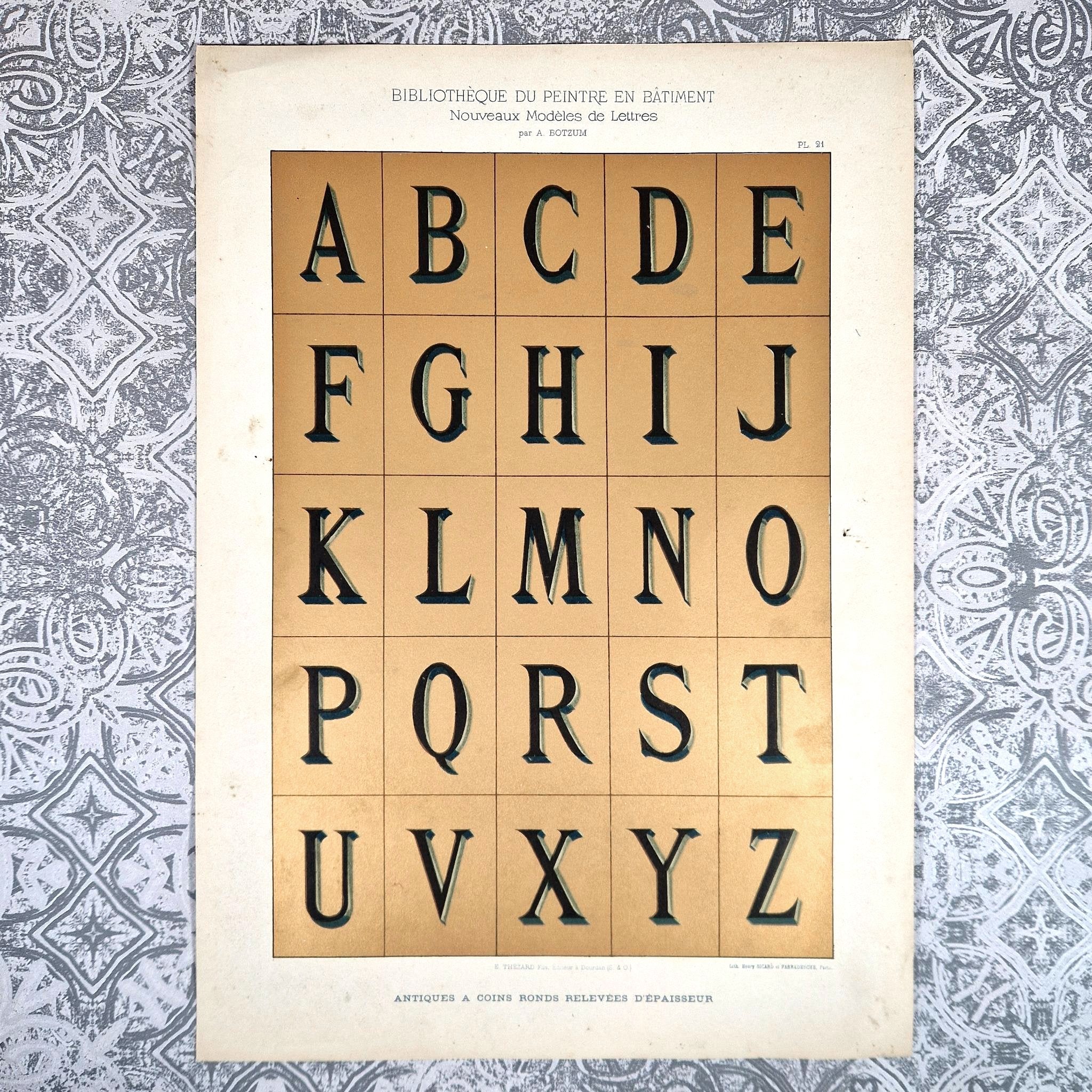 Planche typographique - Alphabet antique à coins ronds – Brocante Jolbro
