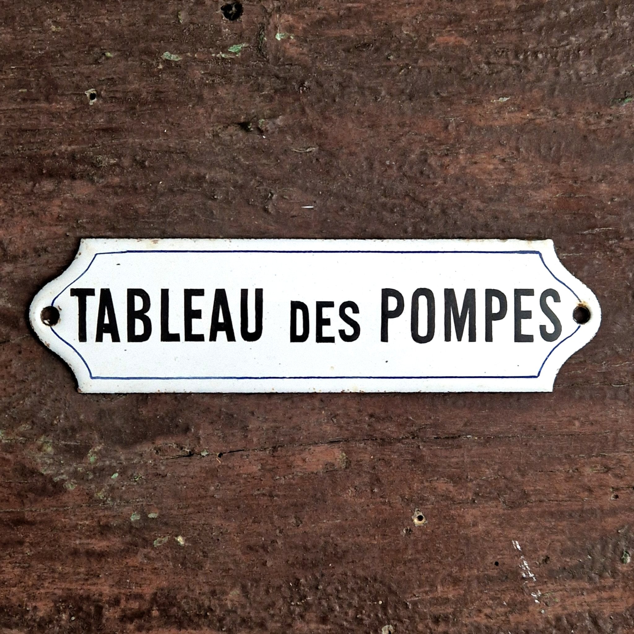 Ancienne pllaque émaillée « Tableau des Pompes » – Brocante Jolbro
