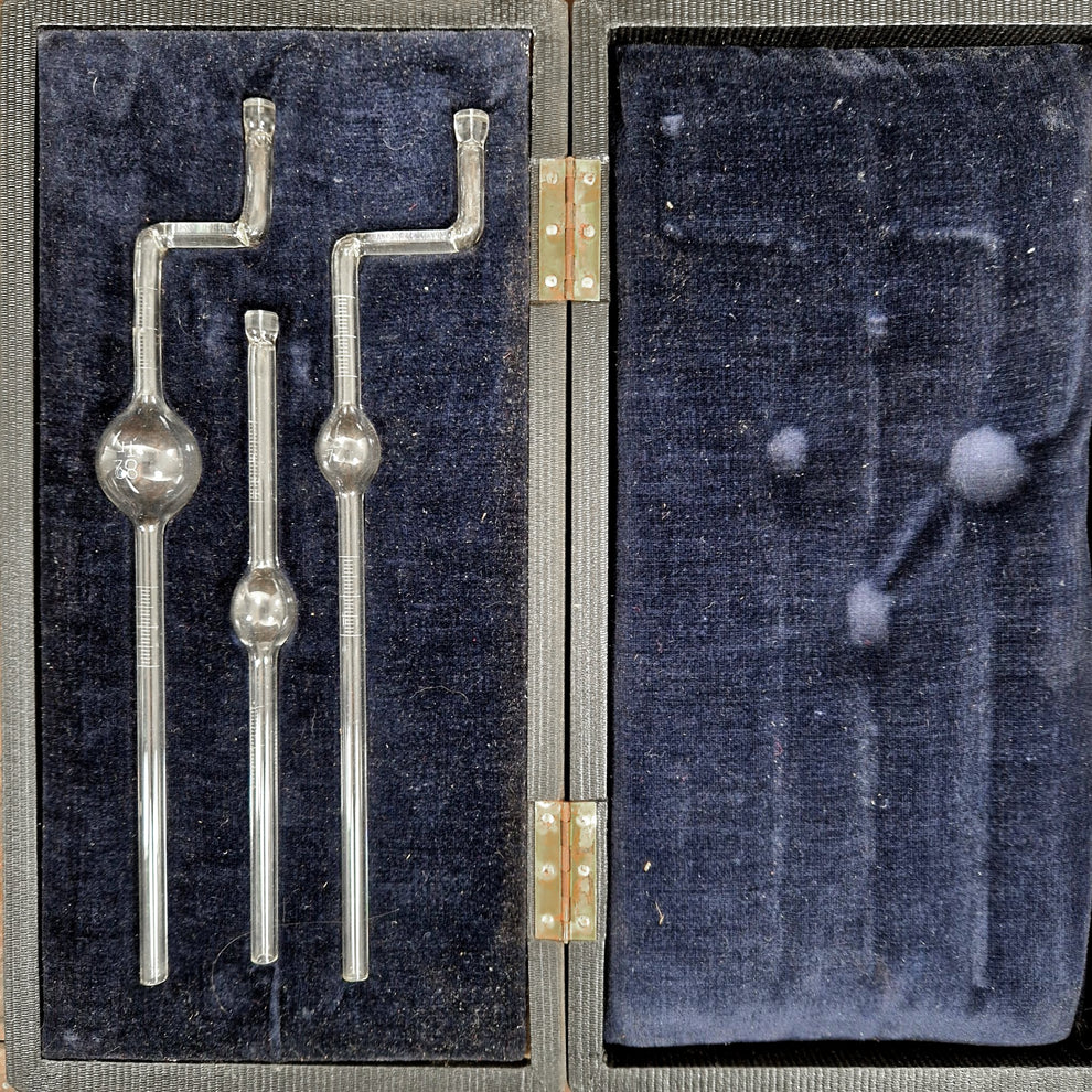 Set of antique Traube stalagmometers in blown glass – Brocante Jolbro